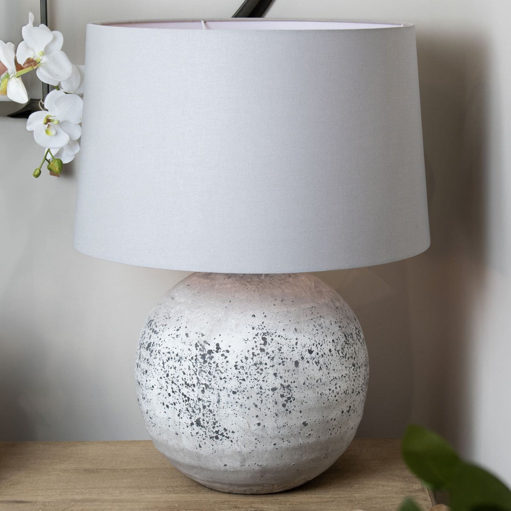 Large Rustic Table Lamp with Ceramic Stone Base – Salty Casa