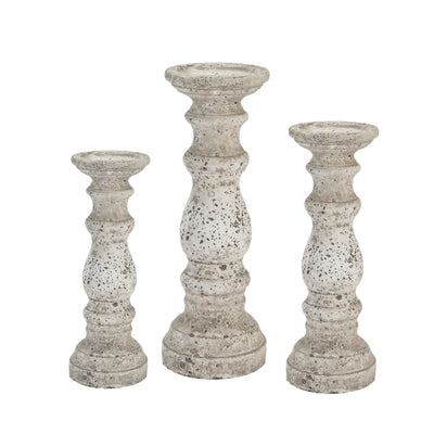 Rustic Speckled Stone Pillar Candle Holder - Salty Casa