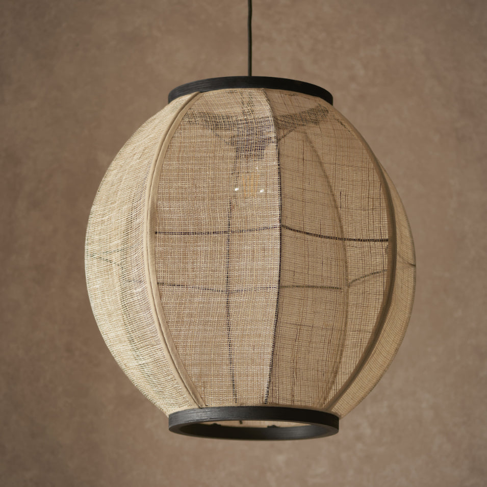 Natural Linen Pendant Light Shade | Cylinder or Round - Salty Casa