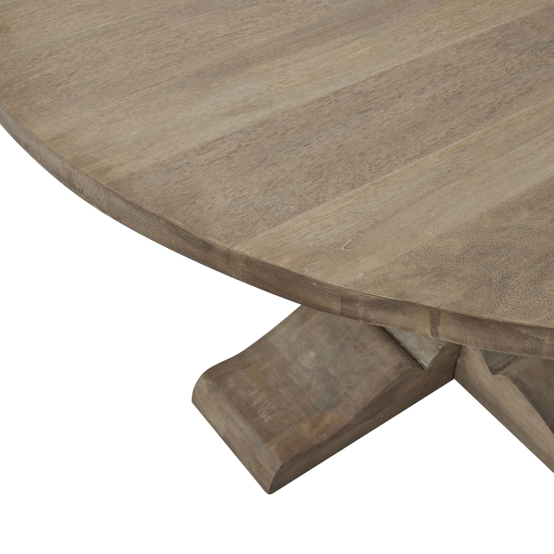 Rustic Vintage Bleached Wood Round Dining Table 150cm - Salty Casa