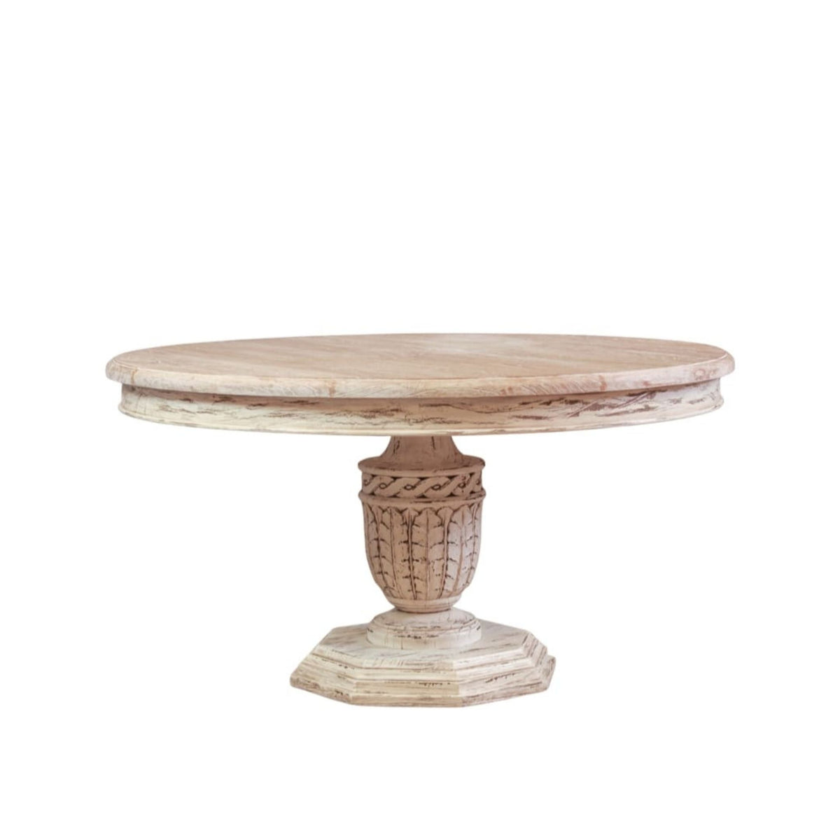 Pura Interiors Distressed White Cedar Round Dining Table | 145cm ...